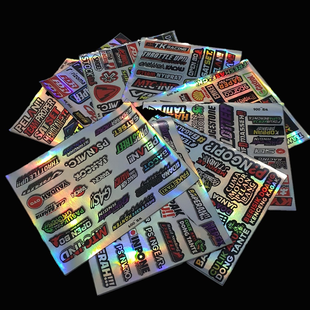 Jual [23-26 Pcs] Stiker Motor Racing Hologram Vinyl Waterproof Anti Air ...