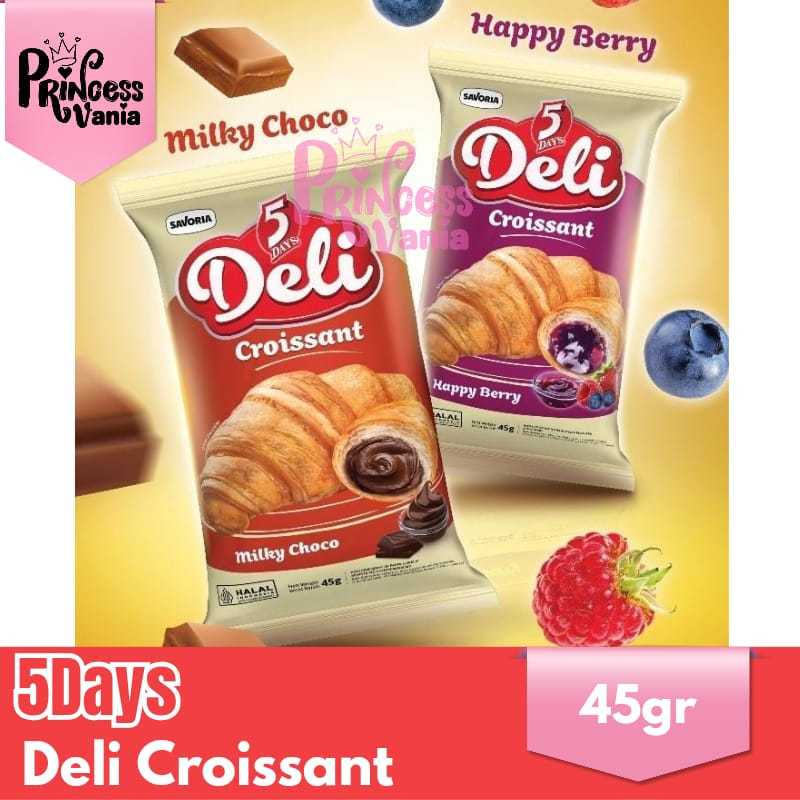 Jual 5 DAYS DELI CROISSANT ECER ROTI KROISAN 45GR RASA MILKY CHOCO ...