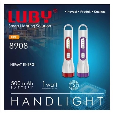 Jual Senter Cas LUBY L 8908 Putih Baterai Rechargeable Ulang LAmpu ...