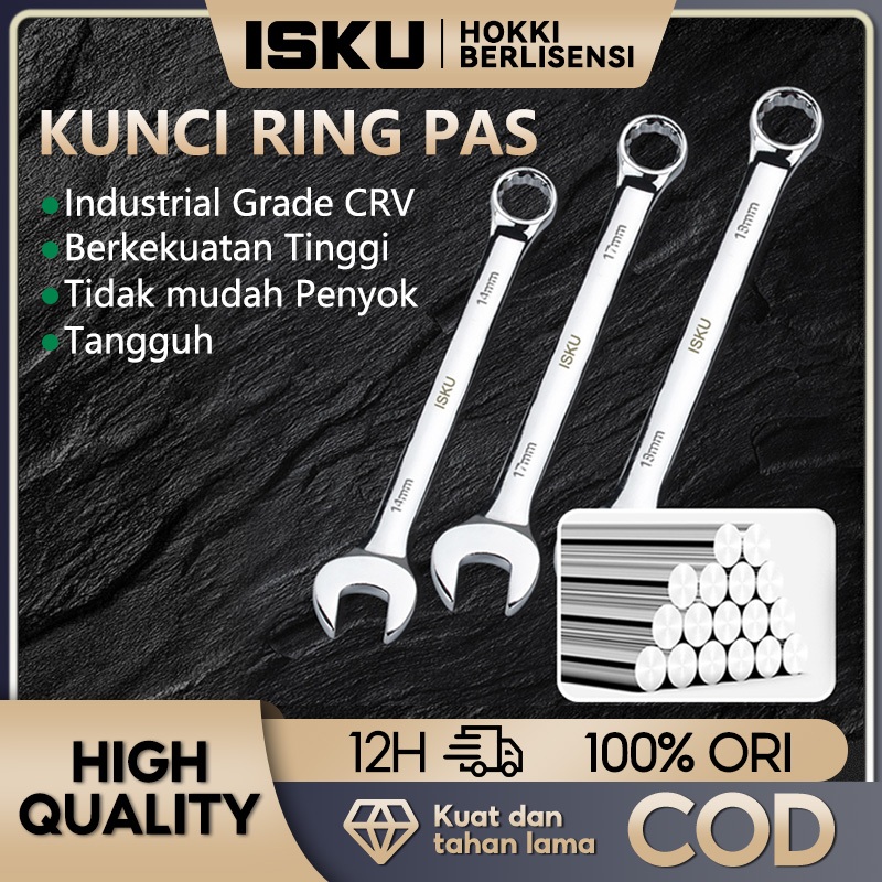Jual ISKU kunci ring pas set Wrench Spanner 8-24mm /Alat Professional Kunci Ring Pas/Bahan Kuat ...