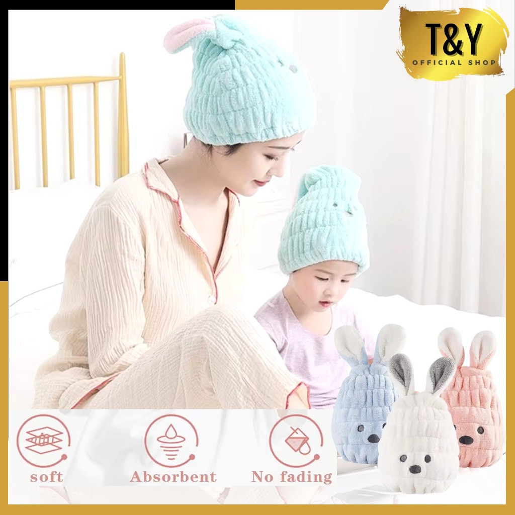 Jual T&Y Handuk Keramas Microfiber Karakter 3D Rabbit Handuk Keramas ...