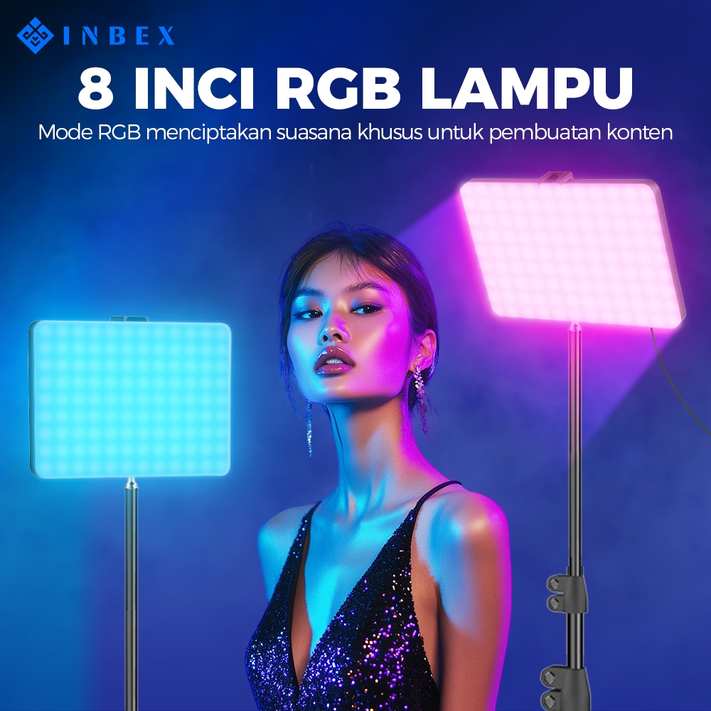 Jual INBEX RGB 8 inci Lampu Foto Lighting Konten Kreator LED Lampu ...
