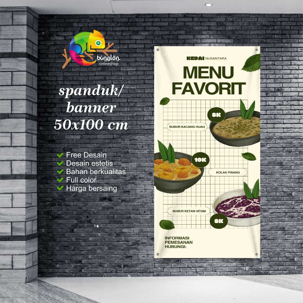 Jual Cetak Spanduk Banner Tarik Menu Favorit UMKM Modern Minimalis ...