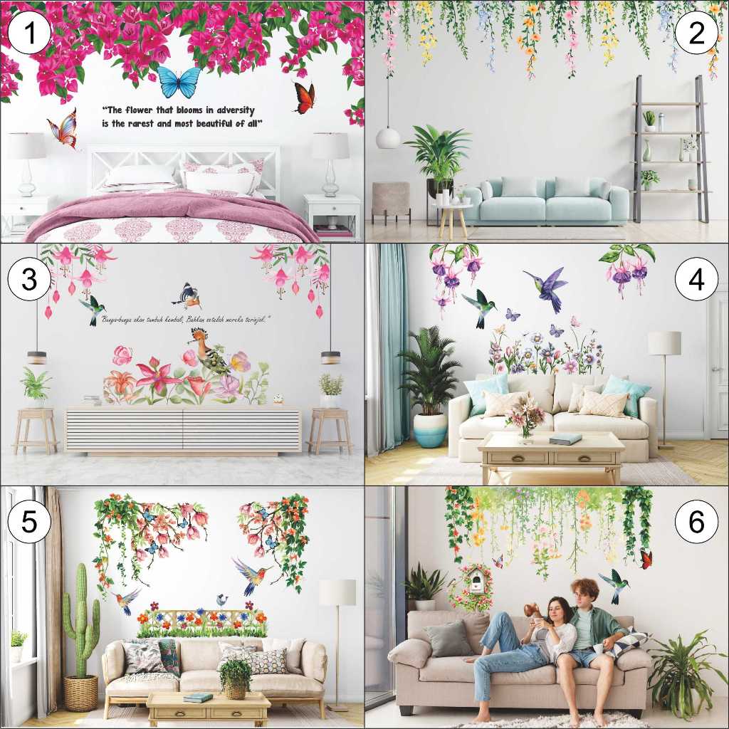 Jual Semesta Wall Sticker Motif Bunga Cantik Stiker Dinding Wallsticker ...