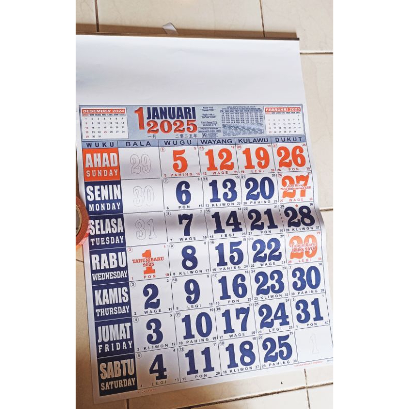 Jual Kalender Almanak 2025 JUMBO Besar Tanggalan Dinding tanggalan Jawa ...