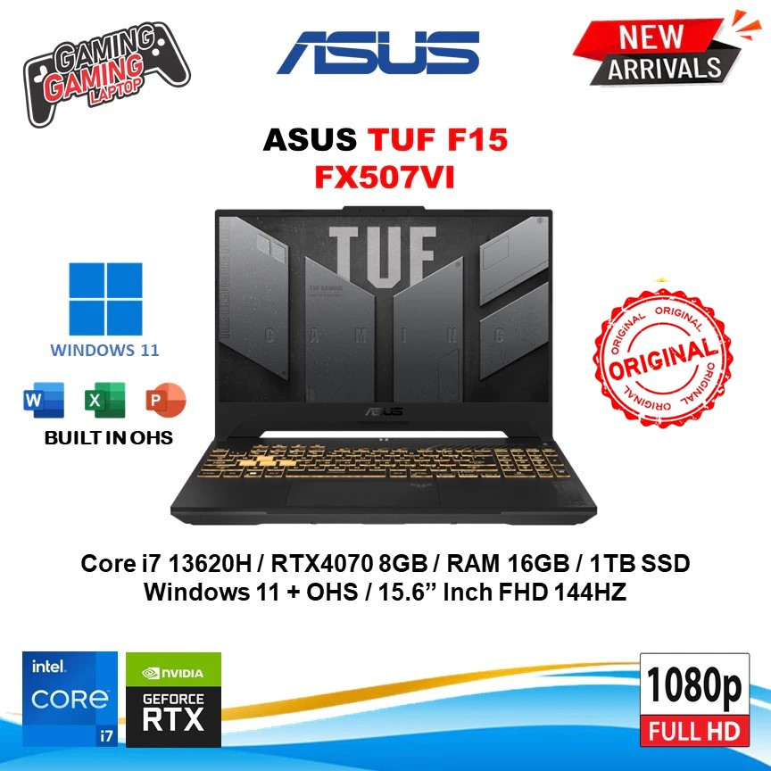 Jual ASUS Tuf F15 FX507VI RTX4070 8GB i7 13620H Ram 16GB 1TB SSD W11 ...