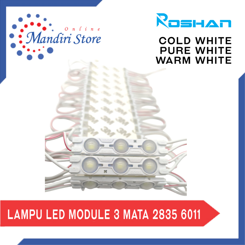 Jual Lampu LED modul 3 Mata/Lampu LED module 3 mata /12V Roshan 6011 2835 | Shopee Indonesia