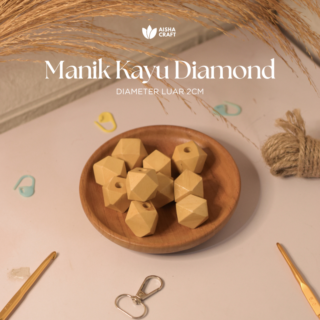 Jual Manik Kayu Diamond Diameter Luar 2CM Diameter Lubang 4MM (HARGA ...