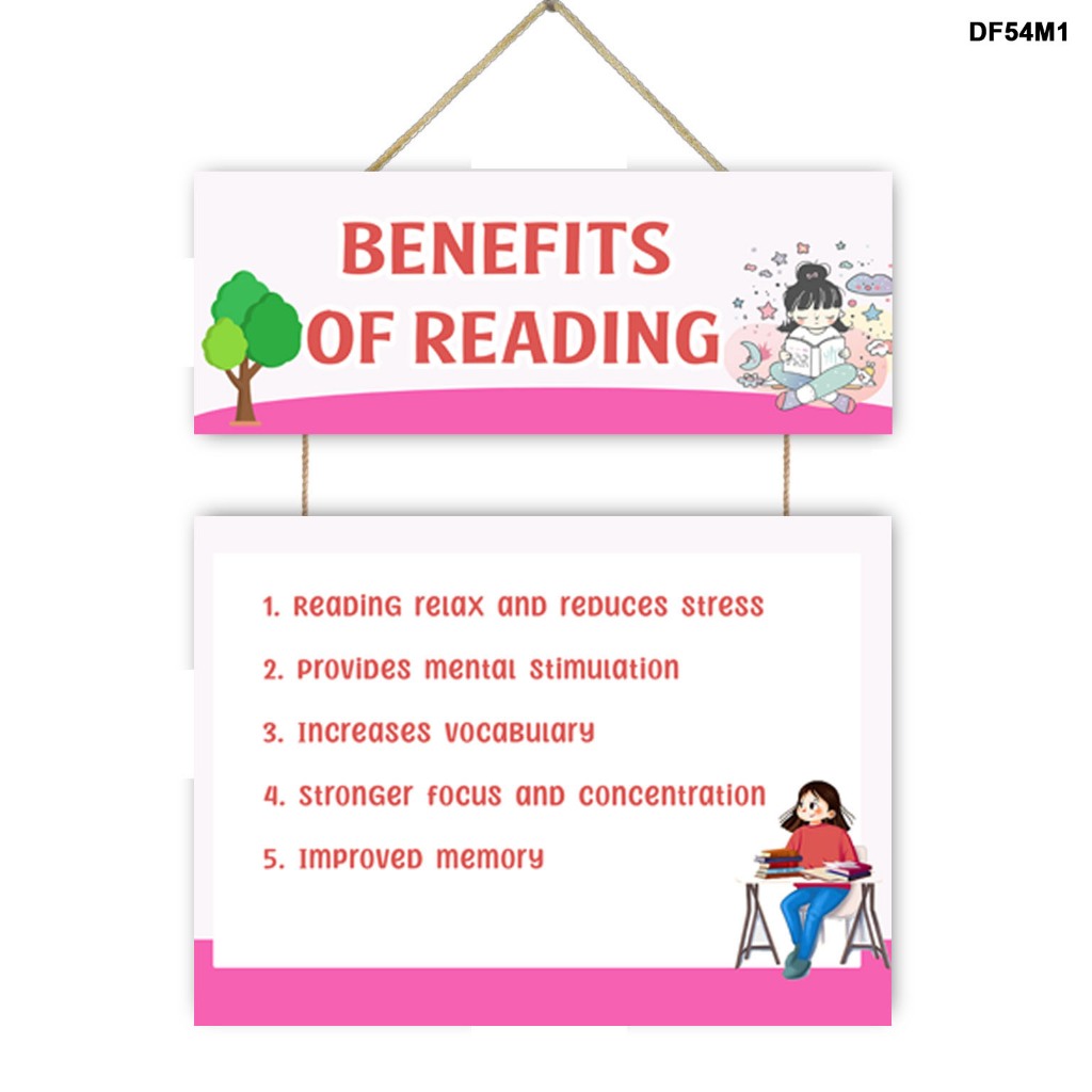 Jual Hiasan dinding BENEFITS OF READING 2 susun pajangan dekorasi ...