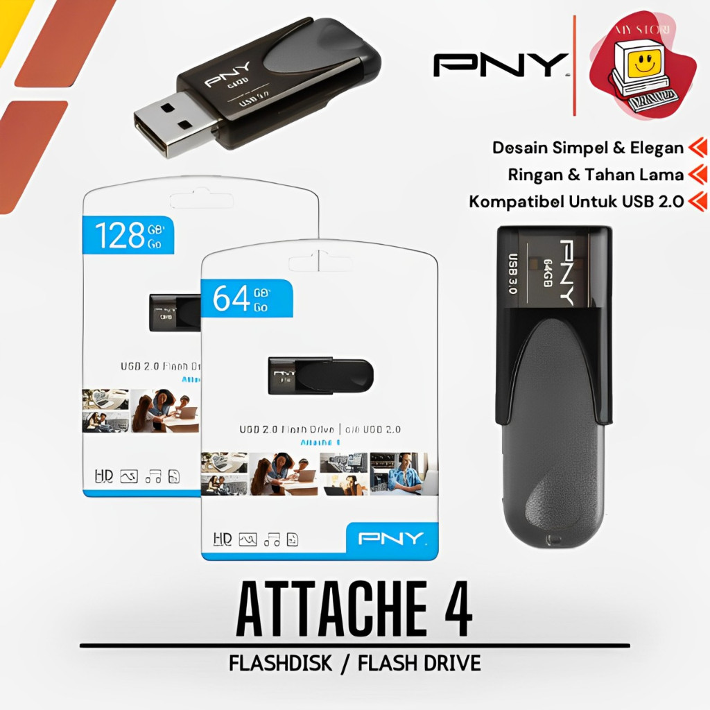 Jual PNY Flashdisk Attache 4 USB 2.0 64GB | 128GB Flash Drive - Flash ...