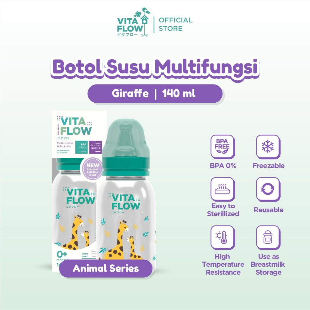 Jual Vitaflow Botol Susu Multifungsi PP 140 ml Giraffe | Shopee Indonesia