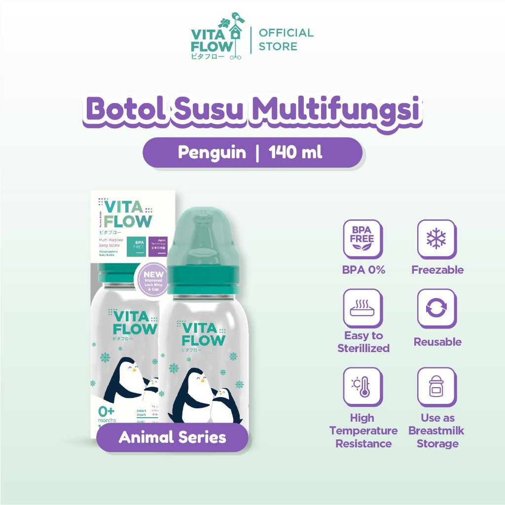 Jual Vitaflow Botol Susu Multifungsi PP 140 ml Penguin | Shopee Indonesia