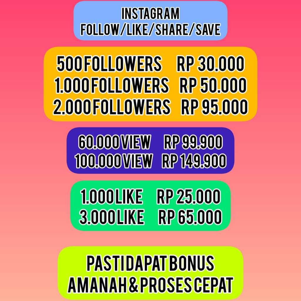 Jual INSTAGRAM FOLLOWER LIKE VIEW PROSES CEPAT BERGARANSI | Shopee Indonesia