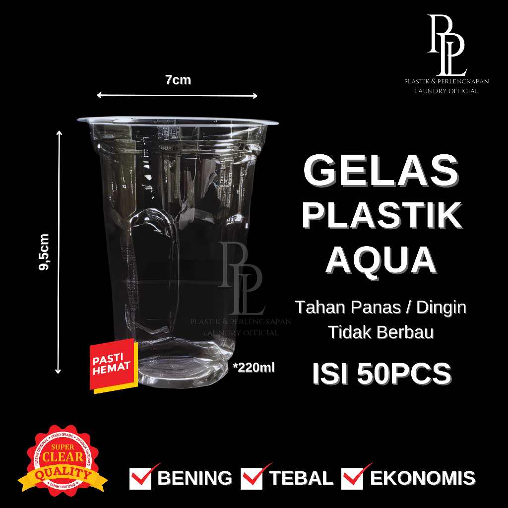 Jual [50 PCS] Gelas Plastik AQUA 1 Pack | Gelas Pelastik Kopi,Susu,Teh 220ml | CUP ANIMA 1pack ...