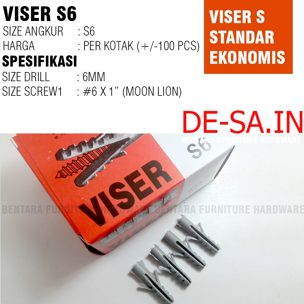 Jual (Box Set) Viser S6 Isi 100 PCS - Viser Standar Angkur Dinding ...