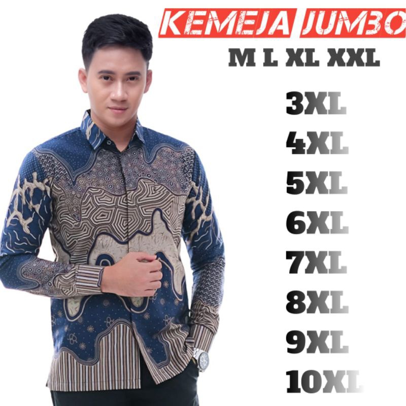 Jual Promo kemeja Batik pria Lengan panjang Big size Jumbo kekinian | Shopee Indonesia