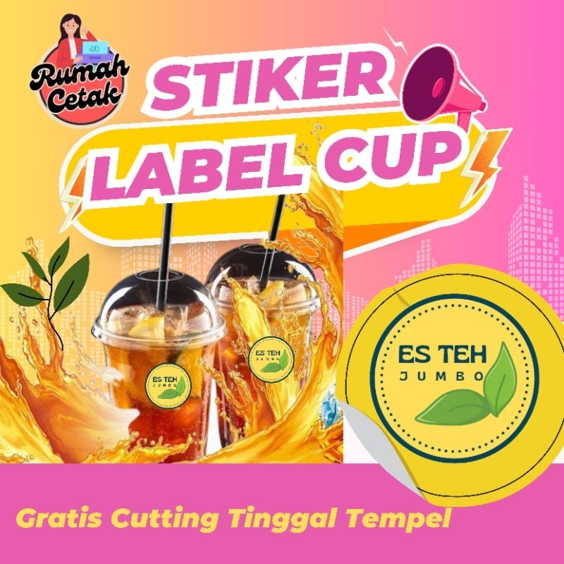 Jual Stiker Label, Stiker Produk Es Teh Jumbo, Stiker Cup, Stiker ...
