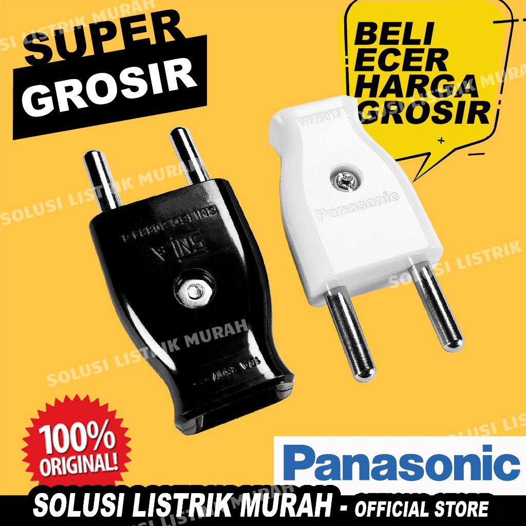 Jual Panasonic Tusuk Kontak Steker Gepeng / Tanpa Arde / Pipih Hitam ...