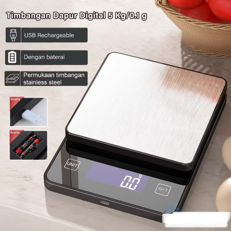 Jual Timbangan Dapur Digital Scale 0.1gr 5Kg WATER PROOF Timbangan Kue ...