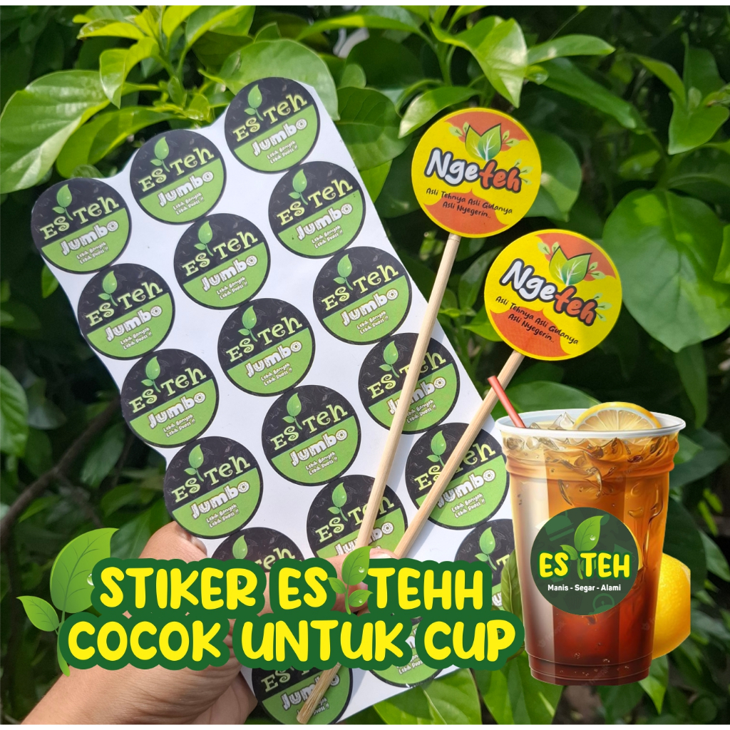Jual STIKER ES TEH JUMBO CUP ISI 60 / STIKER BERSTEA, TEH JUMBO, TEH ...