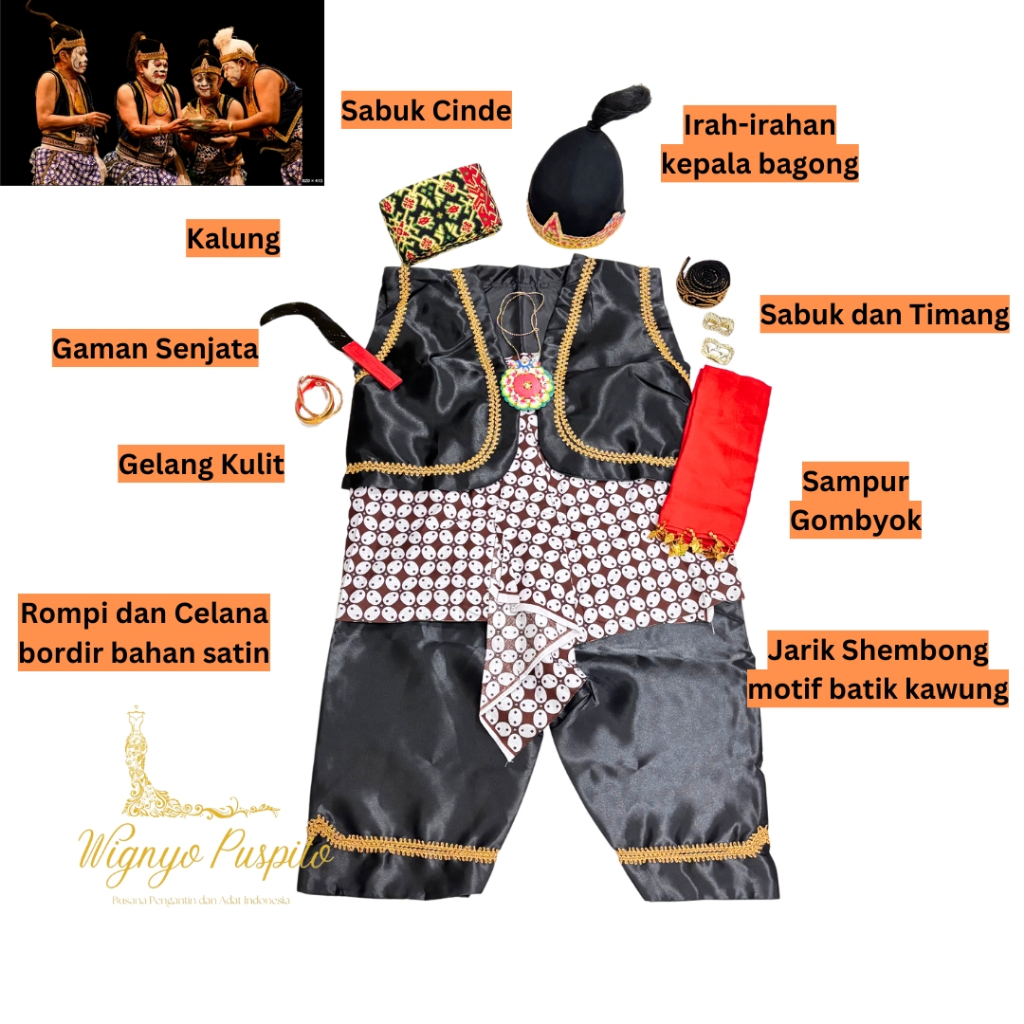 Jual SETELAN KOSTUM WAYANG PUNOKAWAN TOKOH BAGONG UKURAN DEWASA ...