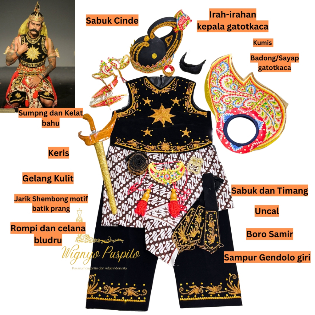 Jual SETELAN KOSTUM WAYANG TOKOH GATOTKACA UKURAN DEWASA | Shopee Indonesia