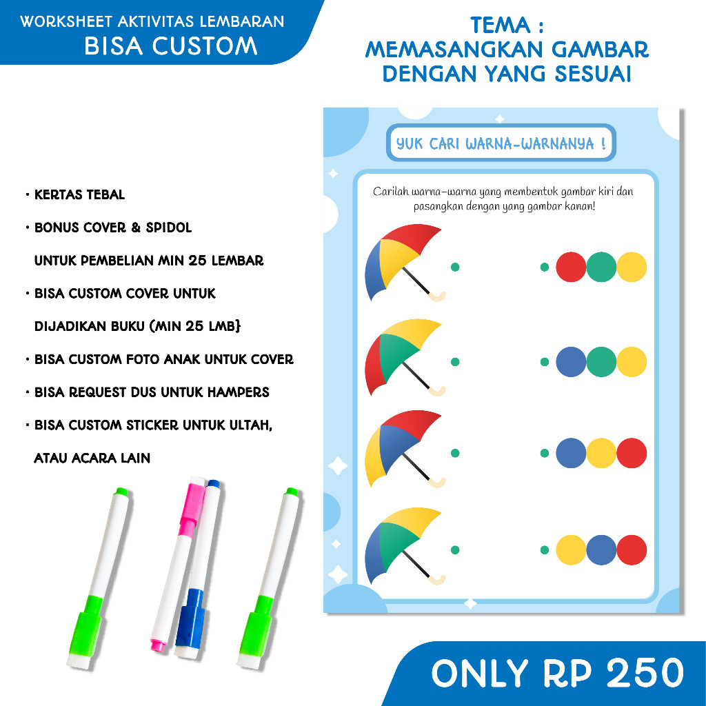 Jual ASHJENA Lembar Aktivitas anak Worksheet montessori Pra-TK PAUD TK ...