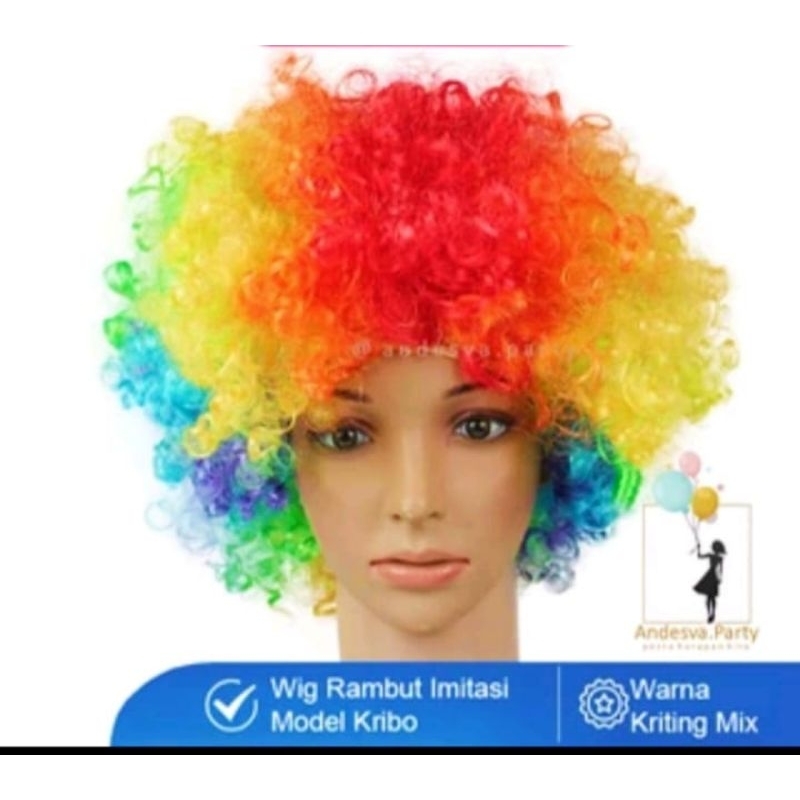 Jual wig rambut rainbow rambut palsu kribo murah | Shopee Indonesia