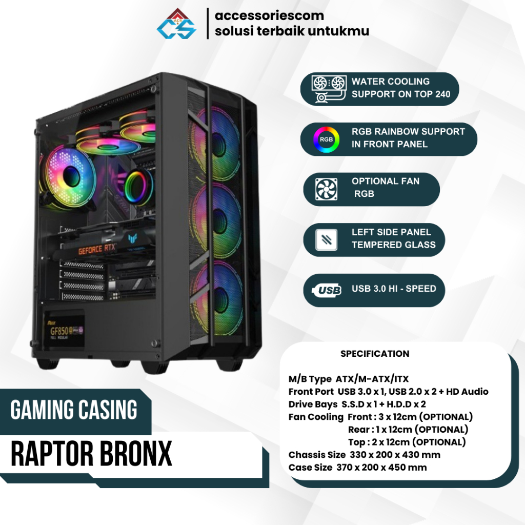 Jual Casing Gaming Raptor BRONX - Gaming Casing ATX | Shopee Indonesia