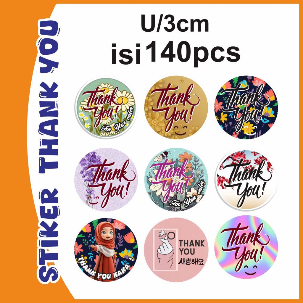 Jual 140 Sticker Thank You Lucu | Stiker Label Segel Ucapan Terima ...