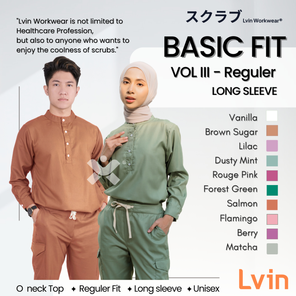 Jual Lvin ] Vol III - O Neck Collar - BAJU SCRUB MEDICAL SCRUB SUIT ...