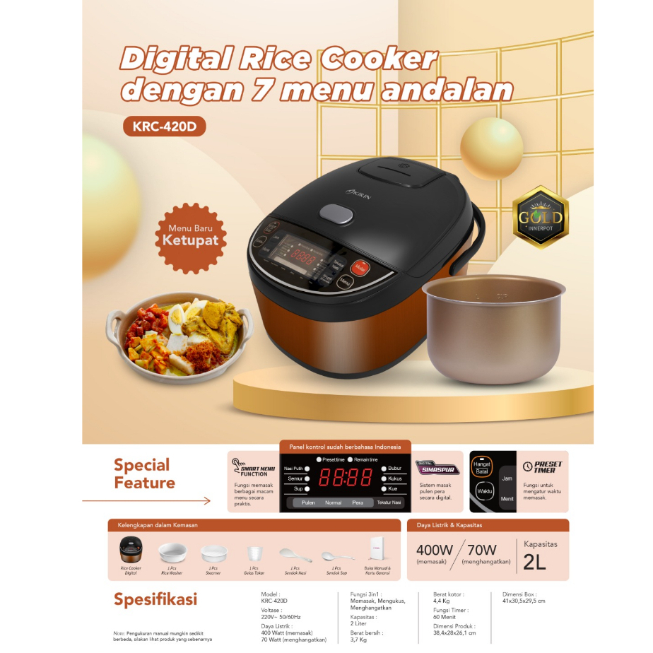 Jual KIRIN MAGIC COM KRC 420D 2L | Shopee Indonesia