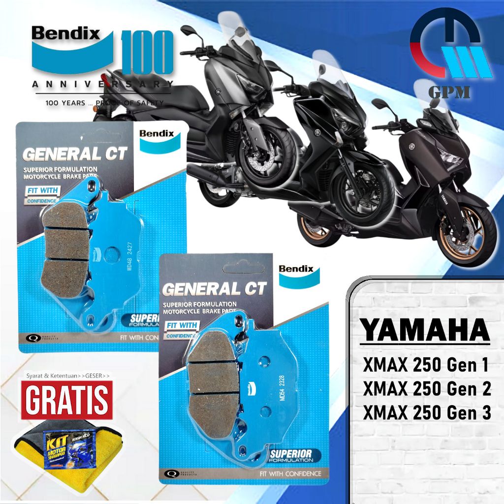 Jual Kampas rem XMAX 250 Gen 3, Gen 2, Gen 1 Yamaha Bendix Kampas rem ...