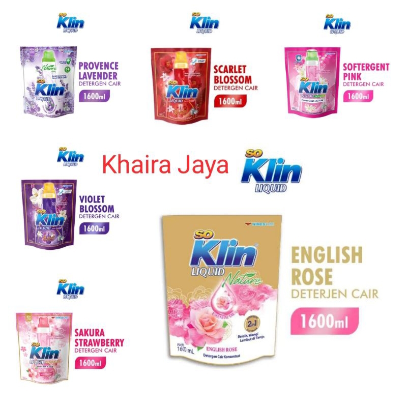 Jual SoKlin Cair So Klin English Rose 1.6 Liter 1600 mL Scarlet Violet Blossom Softergent Sakura ...