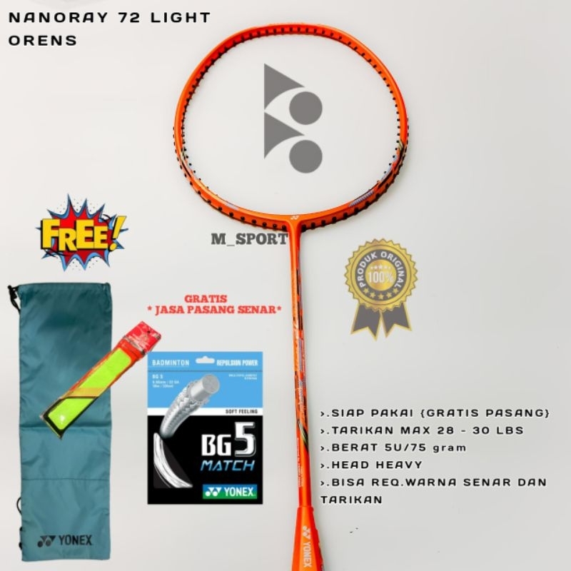 Jual Raket Badminton YONEX NANORAY 72 LIGHT Original | Shopee Indonesia