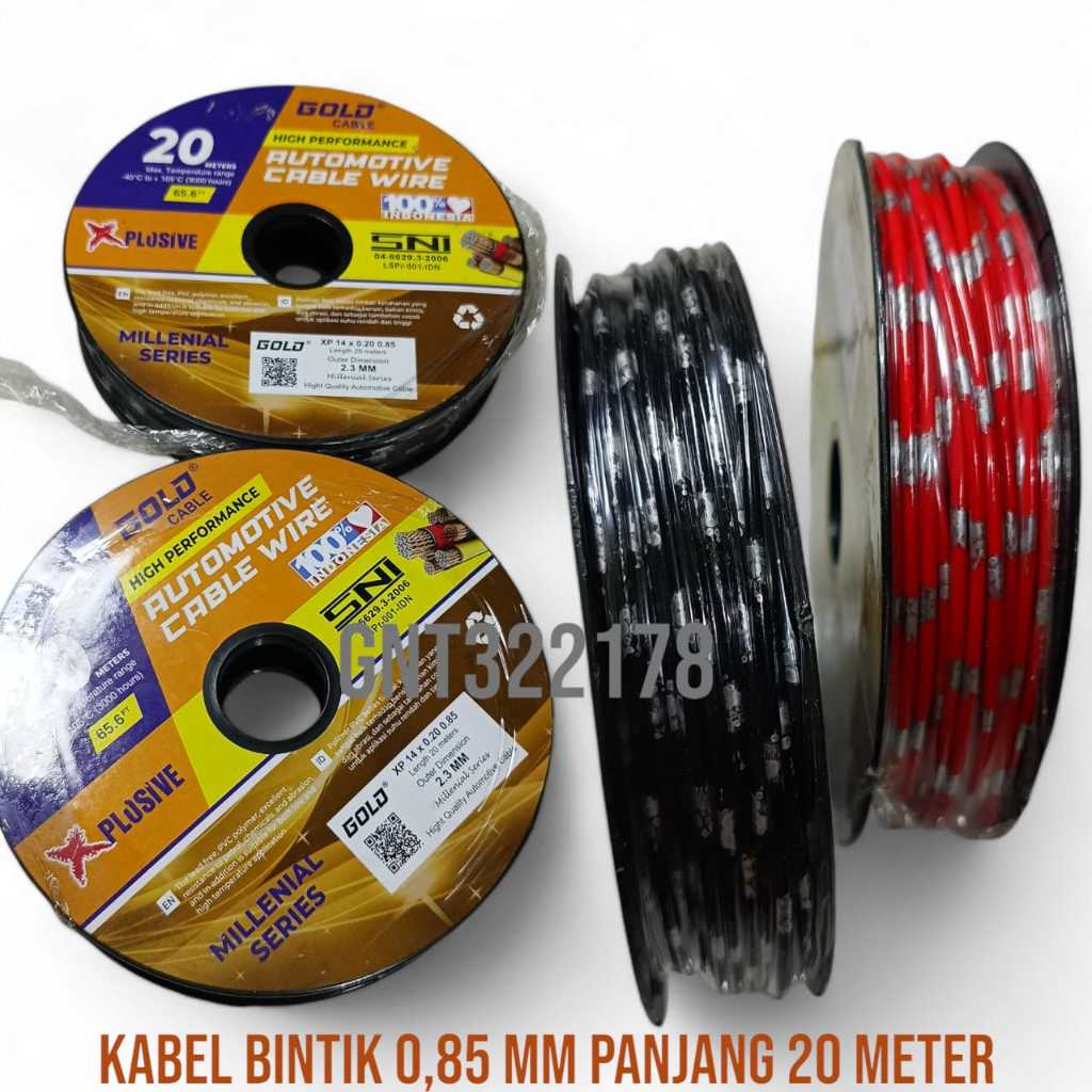 Jual Kabel Bintik 0.85 mm Automotive Auto Cable Wire GOLD 20 Meter Warna Merah dan Putih SNI ...