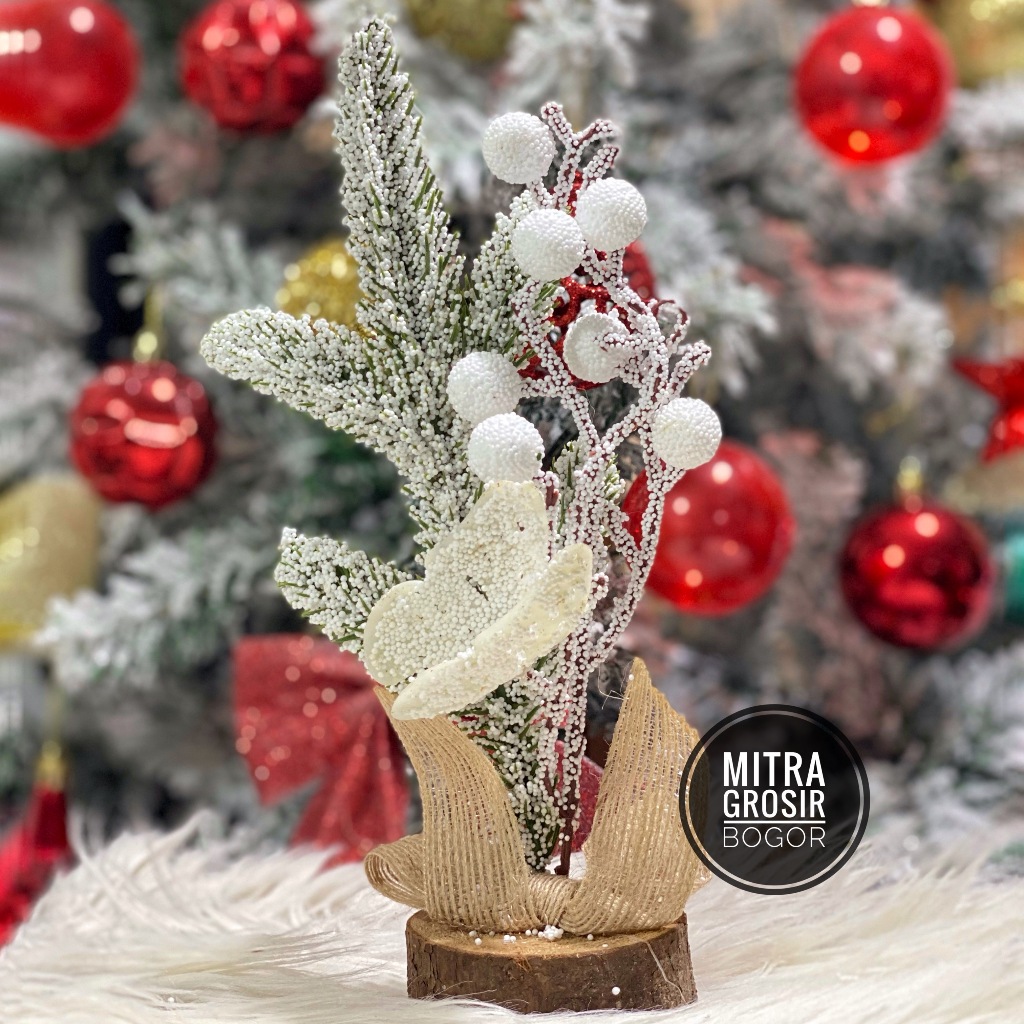 Jual Pohon Meja Natal Mini Salju Artificial Palsu Pohon Cemara Merry ...