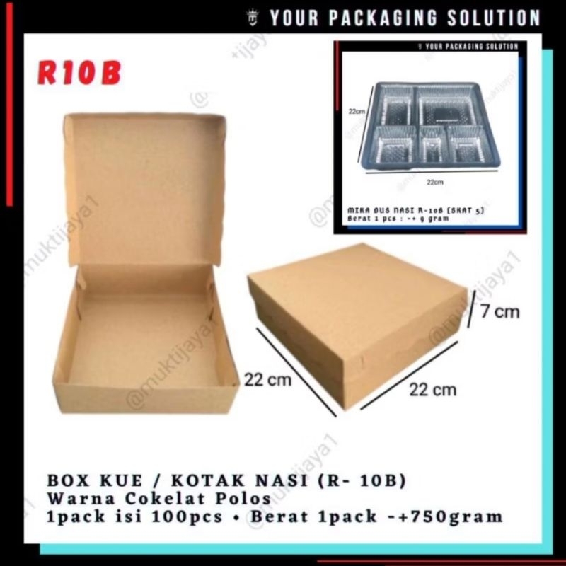 Jual DUS NASI R10B KRAFT • UK. 22x22x7cm • KOTAK KUE / KOTAK SNACK ...