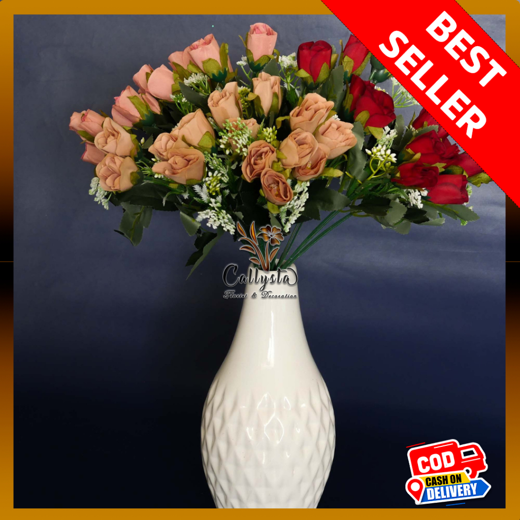Jual ROSE KUNCUP PUTIK / MAWAR ARTIFICIAL / BUNGA PLASTIK MAWAR KUNCUP ...