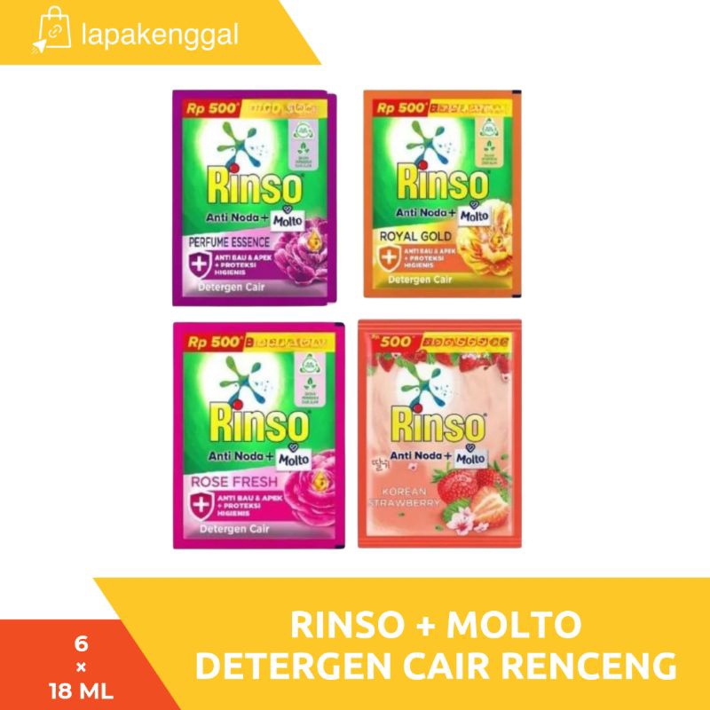 Jual RINSO Detergen Cair Anti Noda Renceng 18ml (6 sachet) | Shopee Indonesia