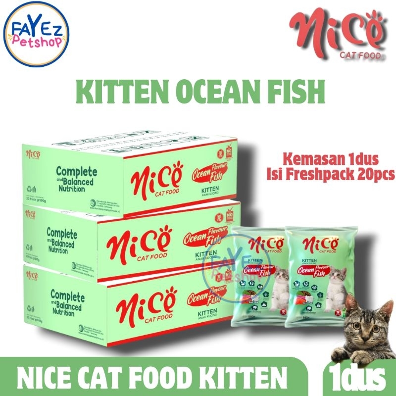 Jual Nice cat kitten ocean fish 500g freshpack ( nice cat food makan ...