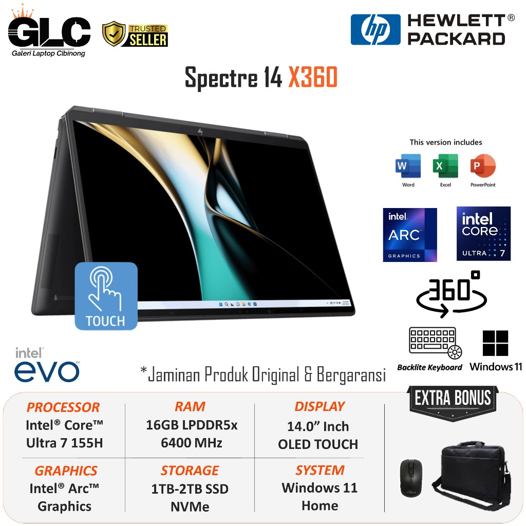 Jual Hp Spectre X360 14 Intel EVO Ultra 7 155H 16GB DDR5 1TB Intel ARC ...
