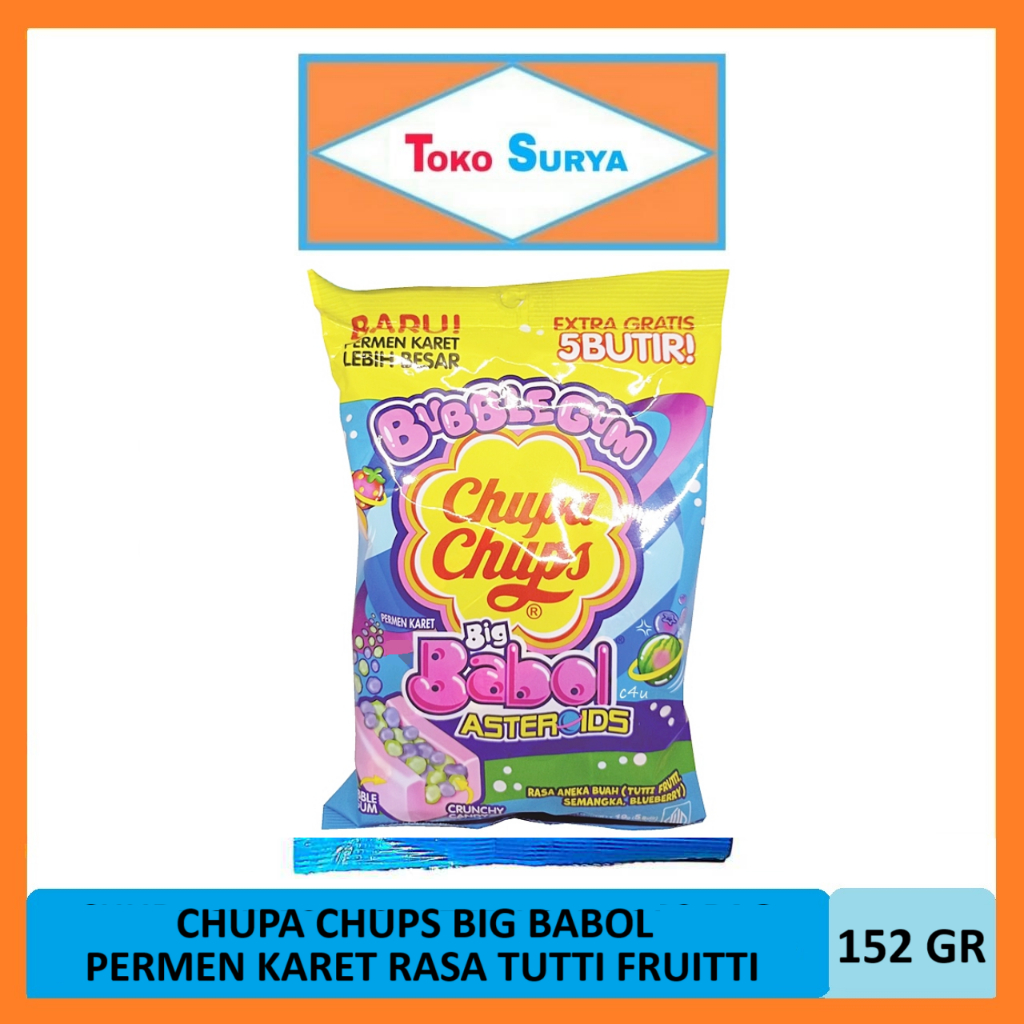 Jual Big Babol Chupa Chups Bubble Gum Asteroids Permen Karet Rasa Tutti Frutti 152 Gr | Shopee ...