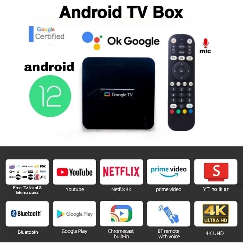 Jual stb android tv box ram 2Gb OS12 siap pakai S905X2 gogle certified | Shopee Indonesia