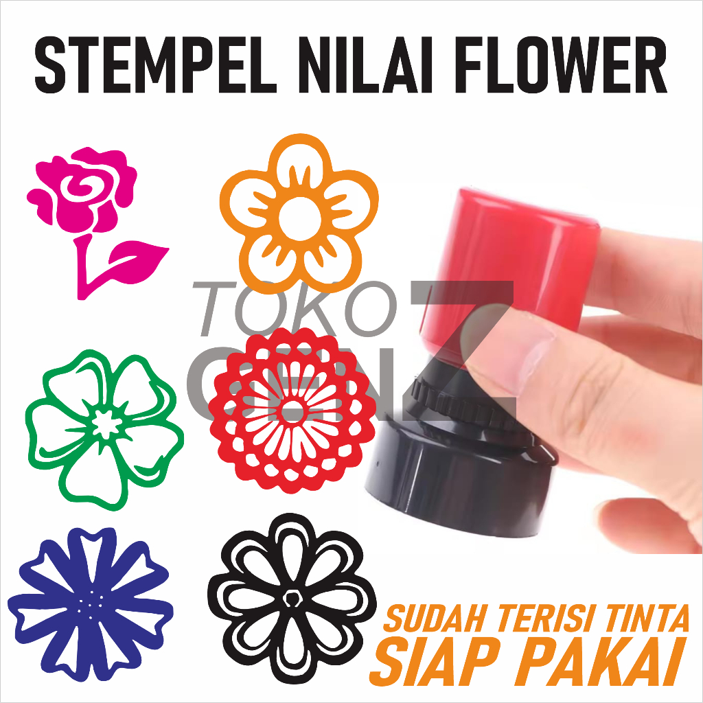 Jual [GEN-Z] STEMPEL NILAI FLOWER/BUNGA MURAH LUCU, DIAMETER 1.5cM ...