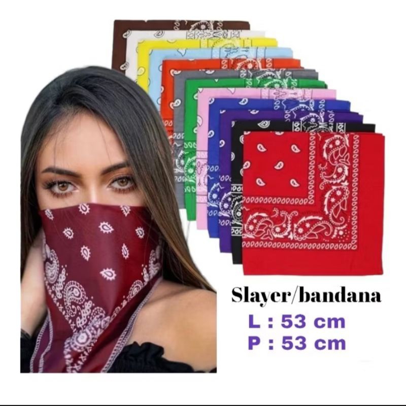 Jual BANDANA SLAYER MULTIFUNGSI UKURAN 53CMX53CM / HIP HOP SQUARE SCARF ...