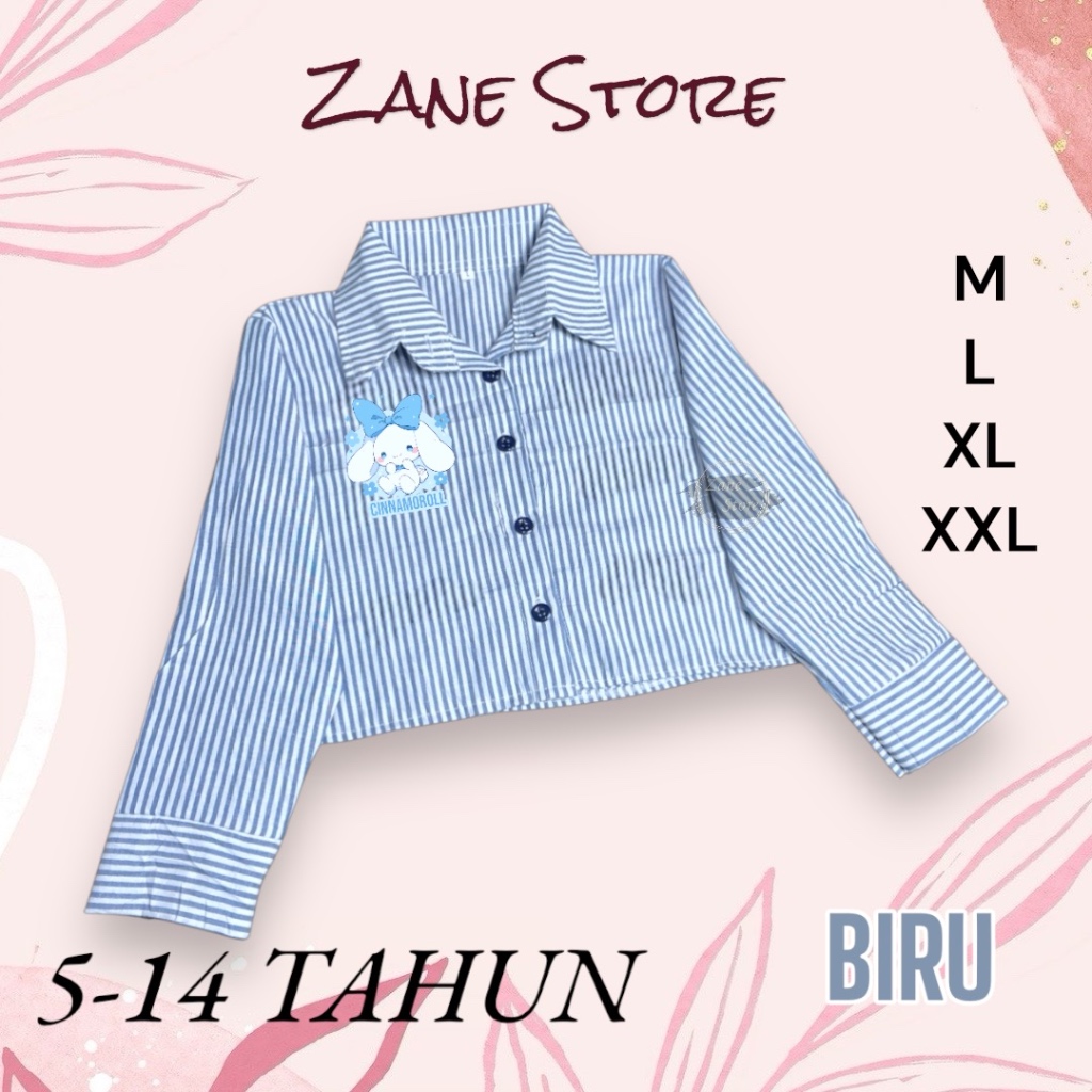 Jual Zane Store - KEMEJA CROPTOP CINNAMOROLL ANAK MOTOF SALUR ANAK PEREMPUAN 5-12 TAHUN FASHION ...