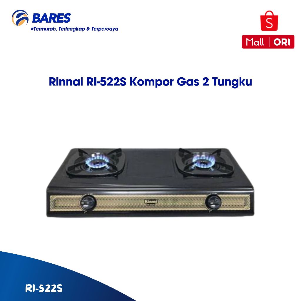 Jual Rinnai RI-522S Kompor Gas 2 Tungku Body Teflon Jenis Api Sun ...