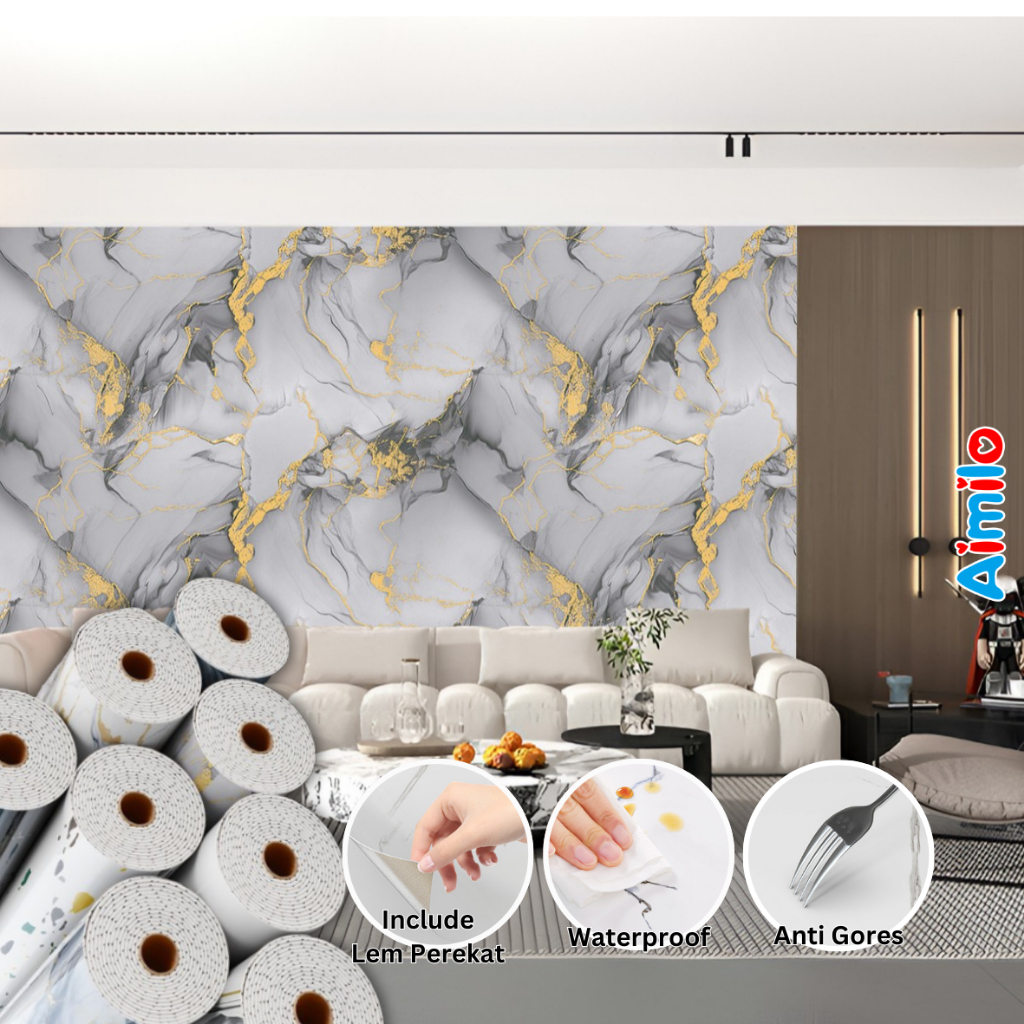 Jual Wallpaper Dinding Motif Vinyl Roll Marble Foam Marmer Sticker ...