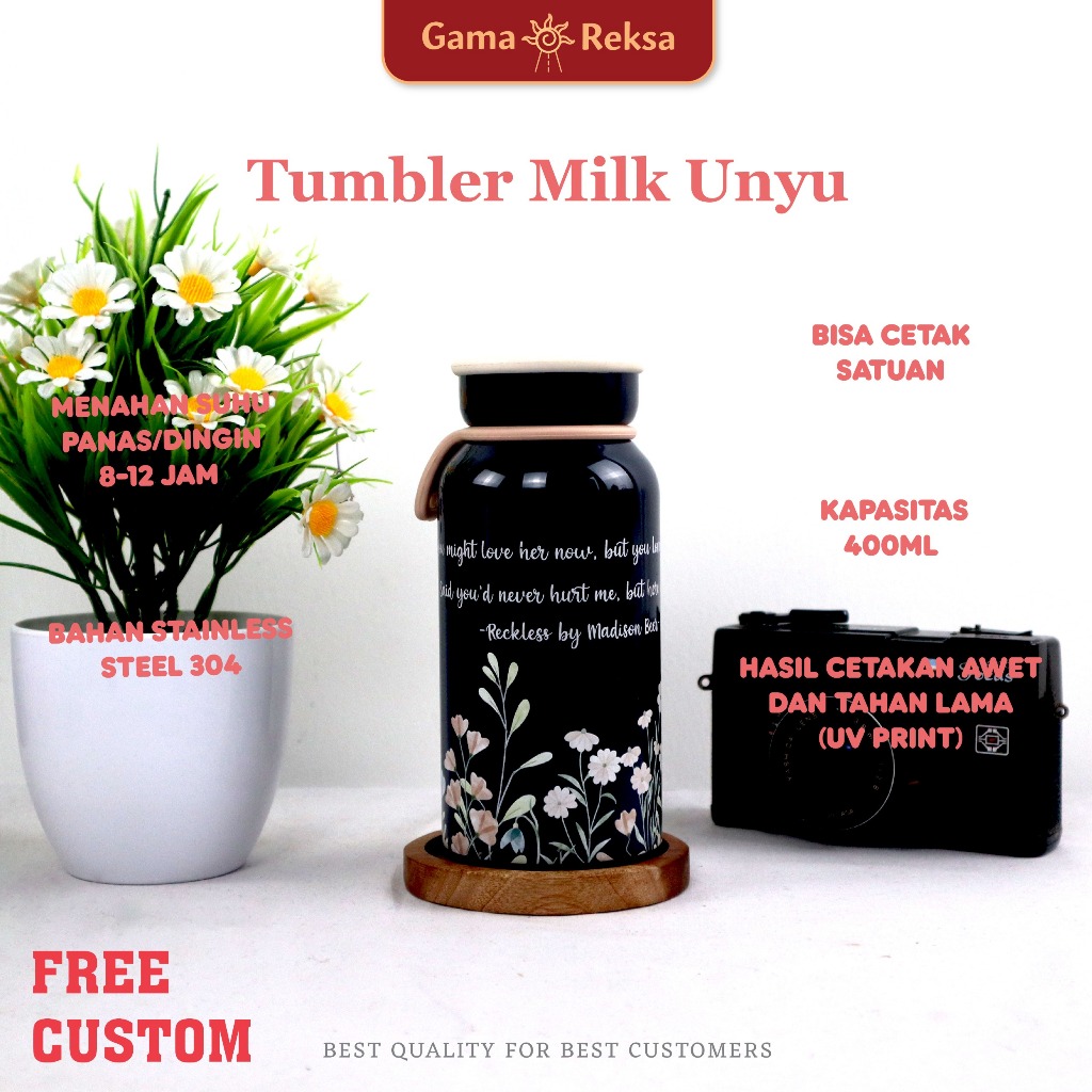 Jual Custom Tumbler Botol Minum Milk Unyu PREMIUM 400ml Print Uv Cetak ...